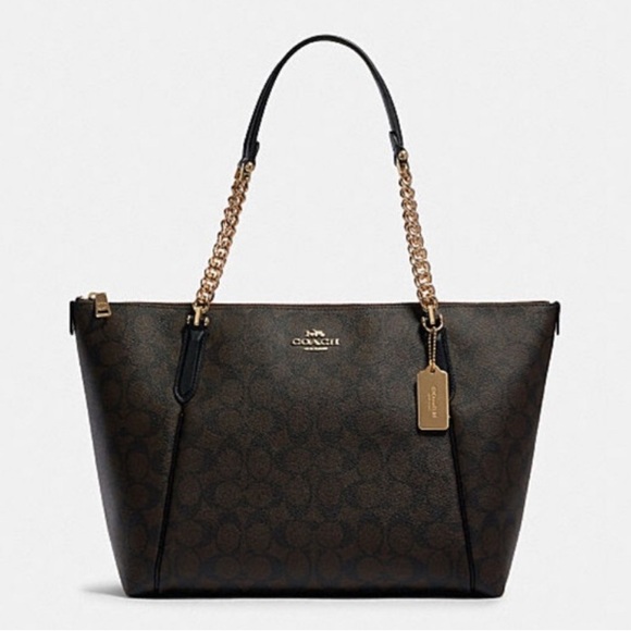 Coach | Bags | Euc Coach Ava Chain Large Tote Signature Canvas In ...